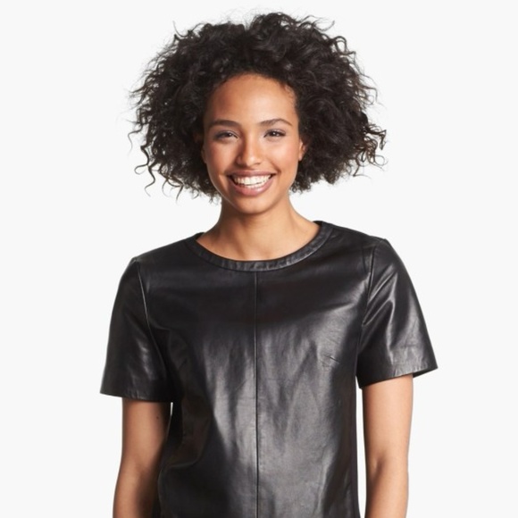 Halogen | Tops | Halogen Genuine Leather Front Top Euc | Poshmark